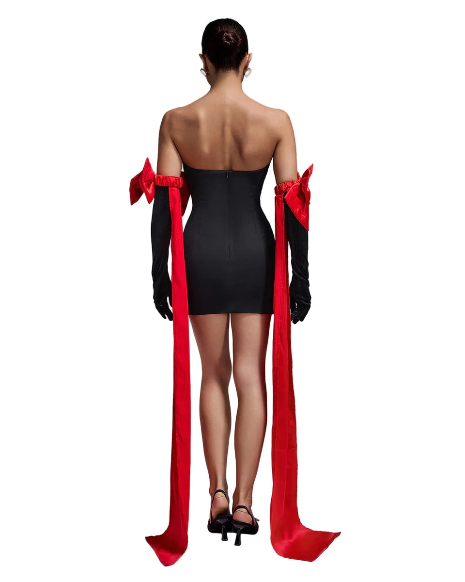 CARISA Backless Bow Gloves Mini Bodycon Dress – PinkApple Dresses
